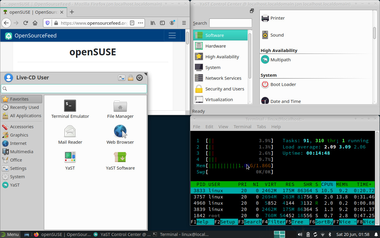 OpenSUSE Tumbleweed Xfce screenshots, pros, and cons | OpenSourceFeed