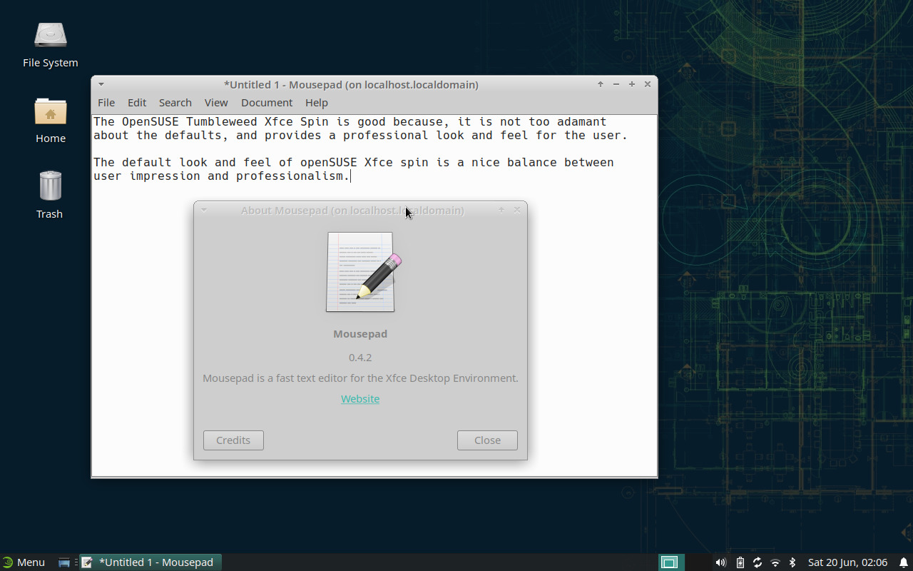 OpenSUSE Tumbleweed Xfce screenshots, pros, and cons | OpenSourceFeed