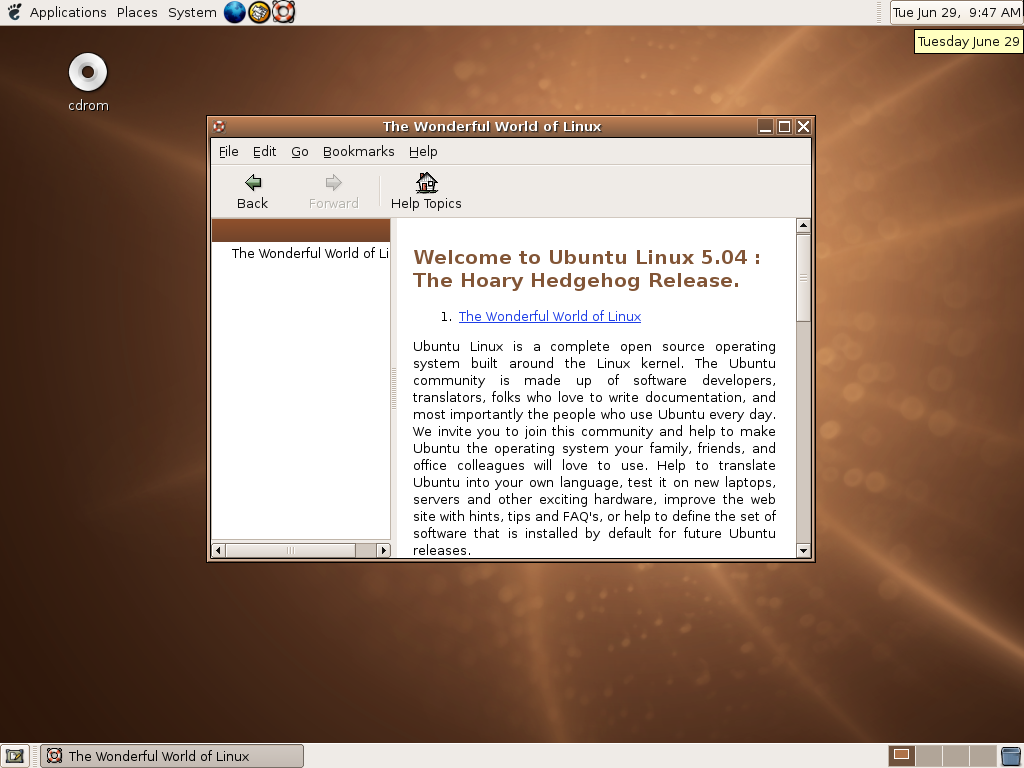 Ubuntu Classic Series: Ubuntu 5.04 - Hoary Hedgehog | OpenSourceFeed